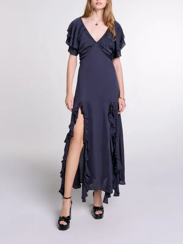 Maje Viscose Open-back Maxi Dress