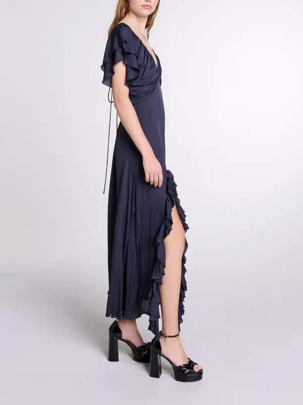 Maje Viscose Open-back Maxi Dress
