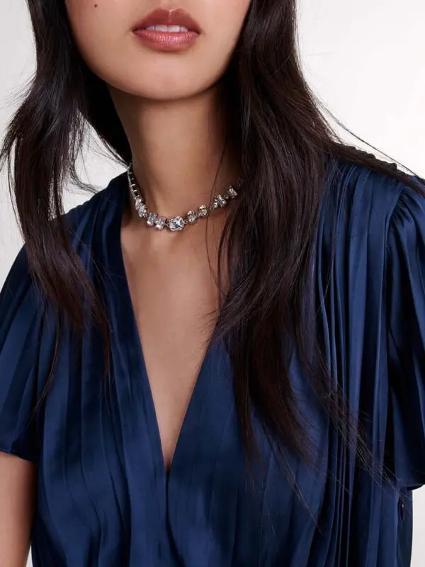 Maje Pleated Satin-effect Short Dress
