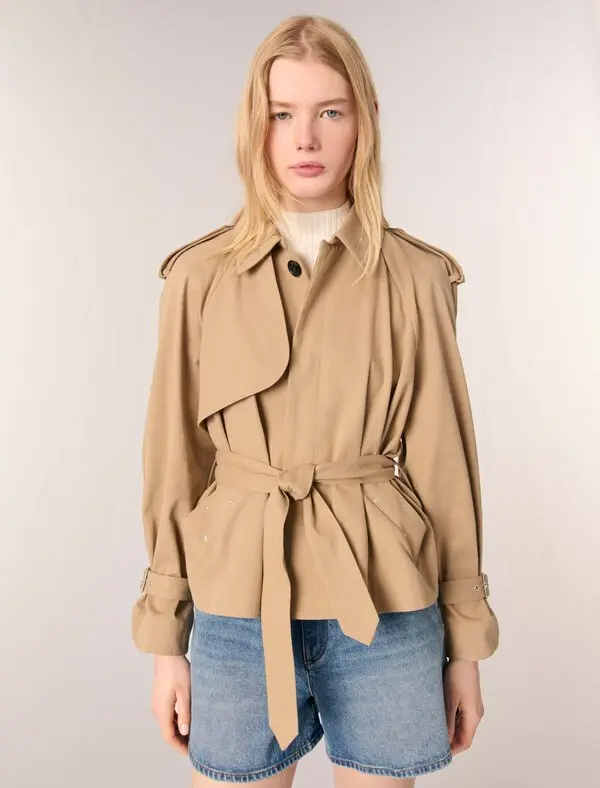 Maje Cotton Short Trench Coat