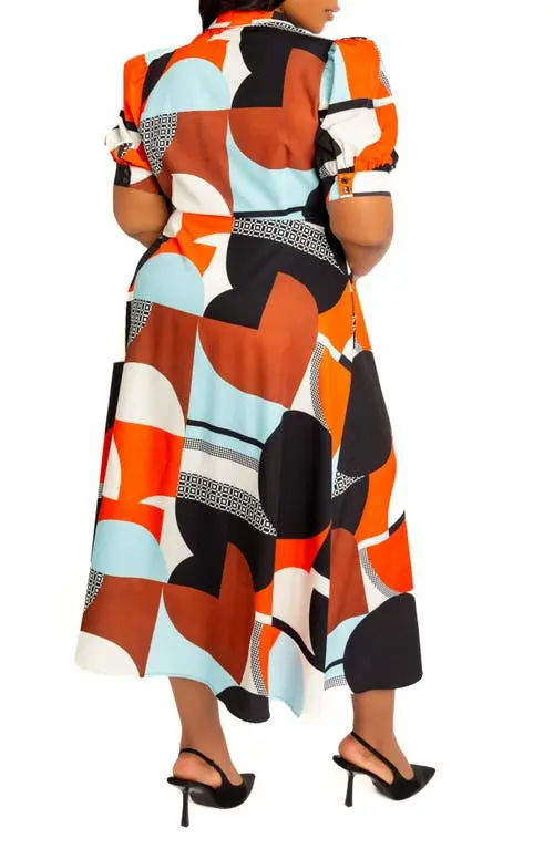 BUXOM COUTURE Geometric Print Shirtdress
