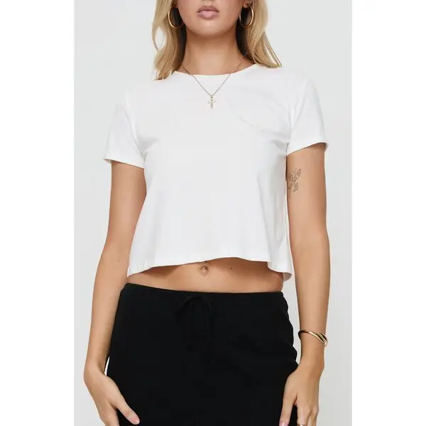Princess Polly Micah Crop T-shirt - White