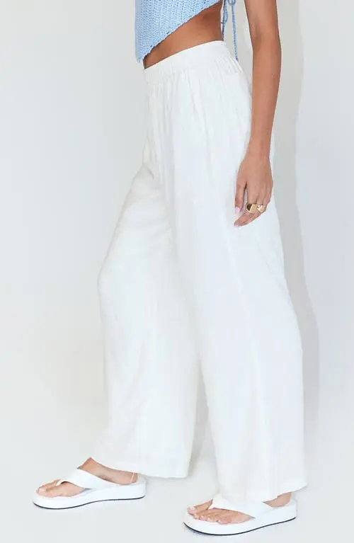 Princess Polly Louis Cotton & Linen Wide Leg Pants - White