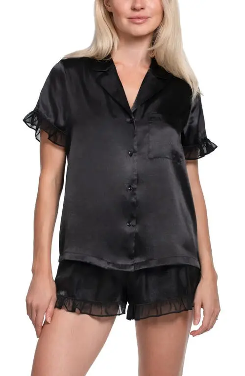 IN BLOOM BY JONQUIL Alice Ruffle Trim Short Pajamas - Black