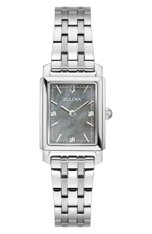 Bulova Sutton Diamond Mother-of-pearl Bracelet Watch - Silver-tone