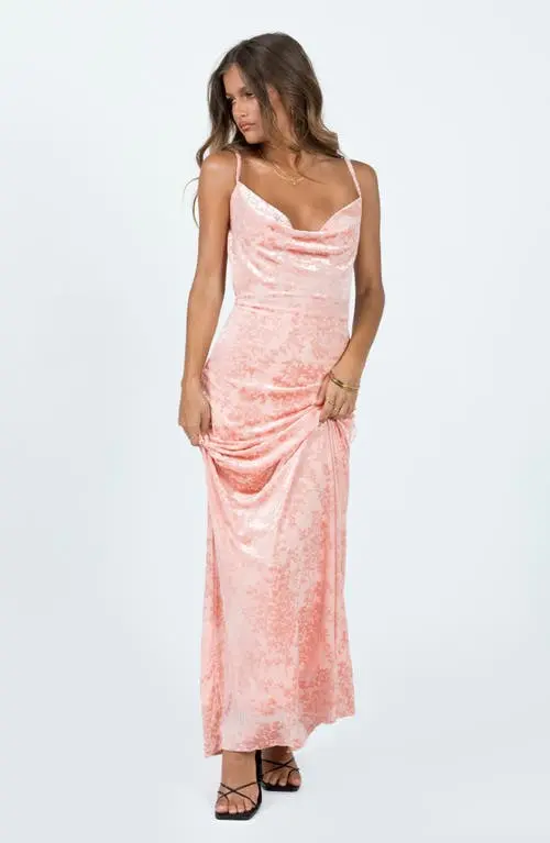 strapless open back dress Celena Maxi Dress Pink Floral Burnout