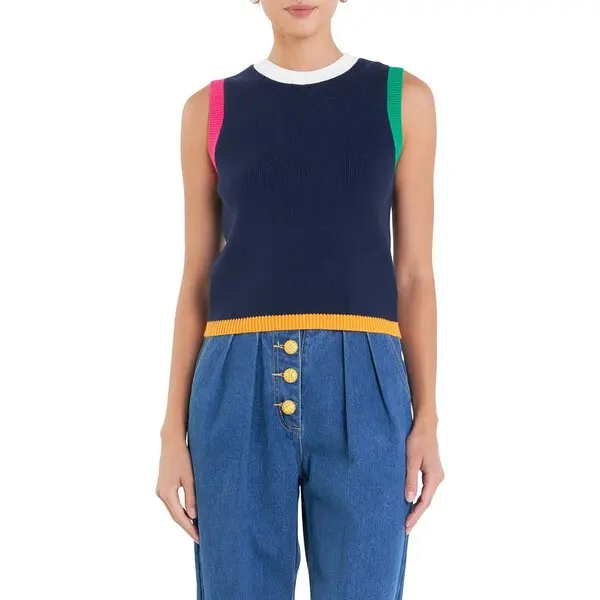 English Factory Colorblock Trim Sweater Vest