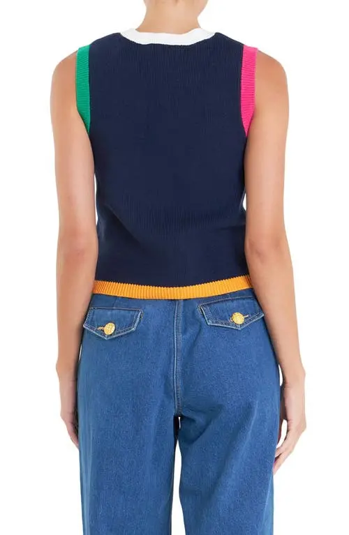 English Factory Colorblock Trim Sweater Vest