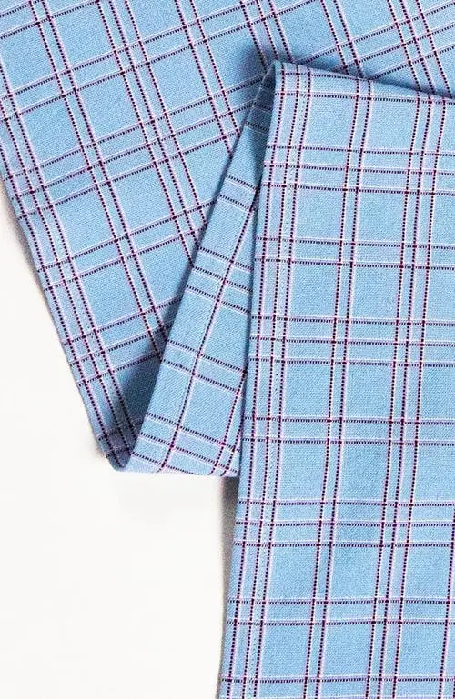 ARCHIVE NEW YORK Chiapas Handwoven Plaid Cotton Table Runner - Blue