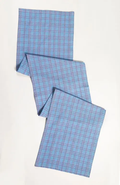 ARCHIVE NEW YORK Chiapas Handwoven Plaid Cotton Table Runner - Blue