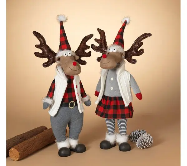 GERSON INTERNATIONAL 29.5 In Lighted Fabric Holiday Moose Set Of 2 Gerson Int - One-color