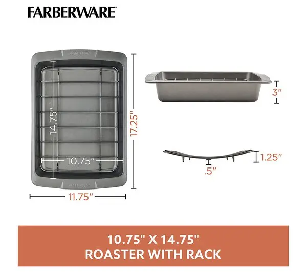 FARBERWARE Bakeware Nonstick Roaster With U-rac K