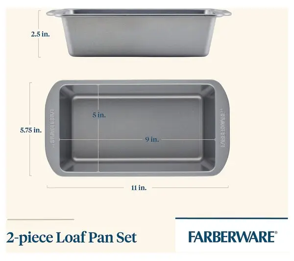 FARBERWARE Golden Bake Bakeware Nonstick Loaf P An Set, 2-piece