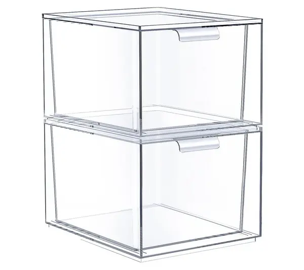 SORBUS 2 Pack Makeup Organizer Clear Stackabl E Drawers - One-color