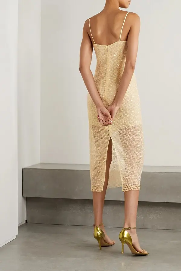 JASON WU Sequined Open-knit Midi Dress