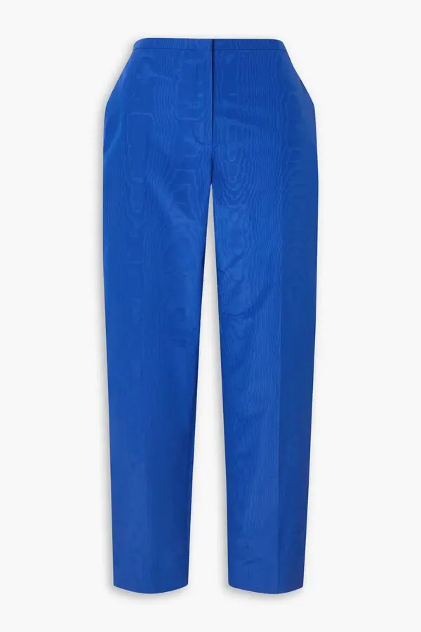 Nina Ricci Cropped Cotton-blend Moire Pants - Bright Blue
