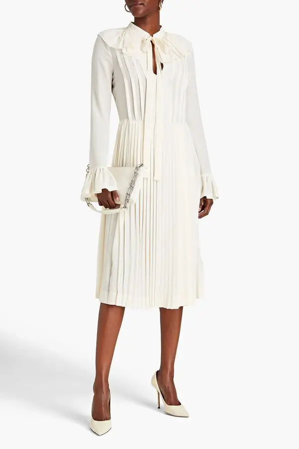 victoria beckham pleated crepe midi dress VICTORIA BECKHAM Pleated Crepe Midi Dress