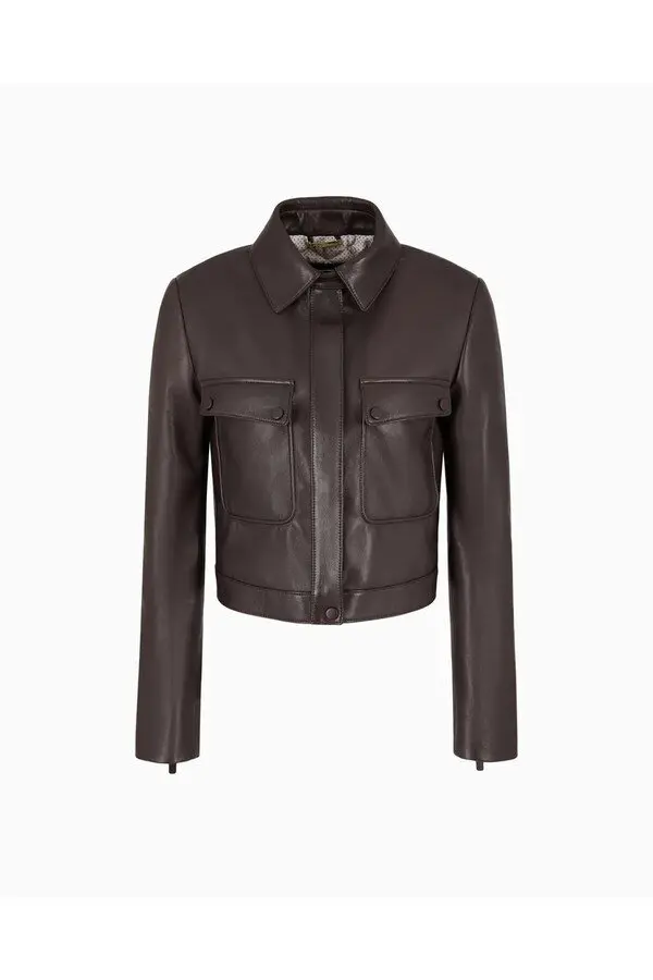 Giorgio Armani Short Nappa-leather Jacket - Brown