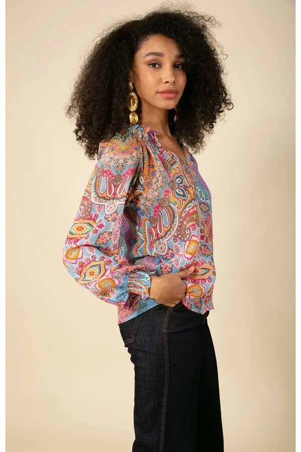 Hale Bob Laura Silk Top - Blue