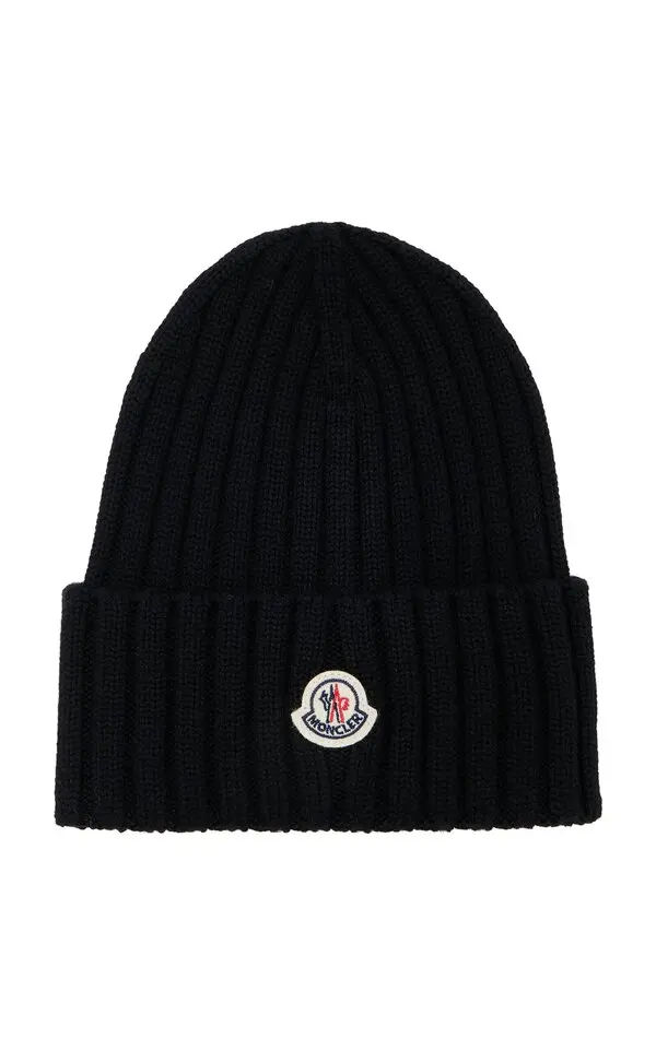 Moncler Ribbed-knit Wool Beanie - Black