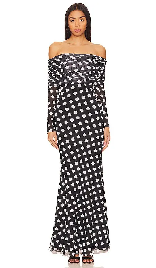 AFRM Thelma Polka Dot Mesh Maxi Dress