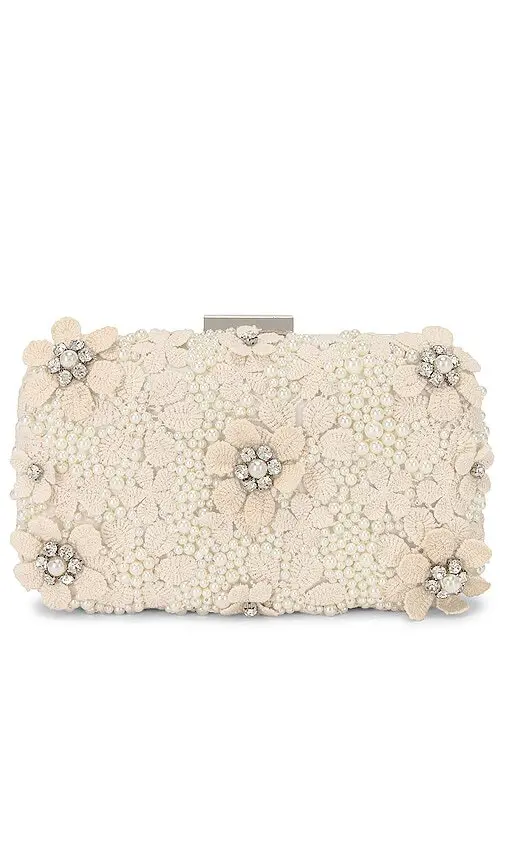 OLGA BERG Embellished Crochet Pod Clutch