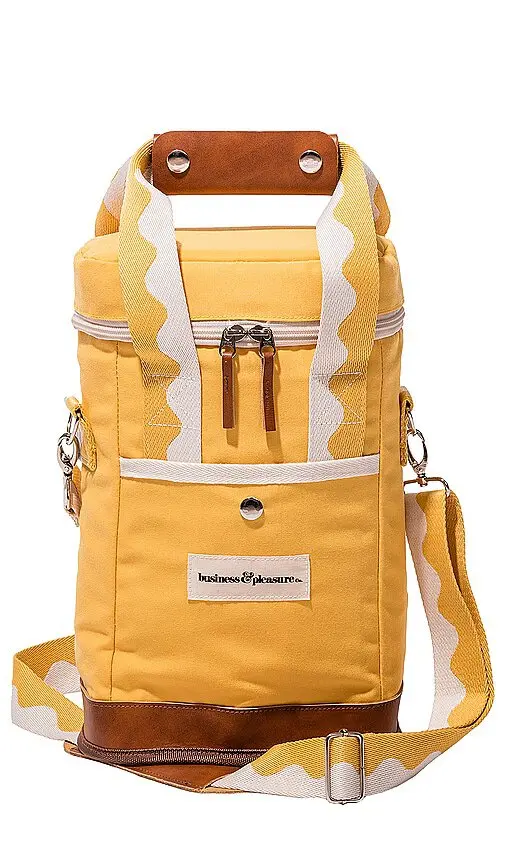 BUSINESS & PLEASURE Wine Cooler Tote Bag In Mustard - Riviera Mimosa