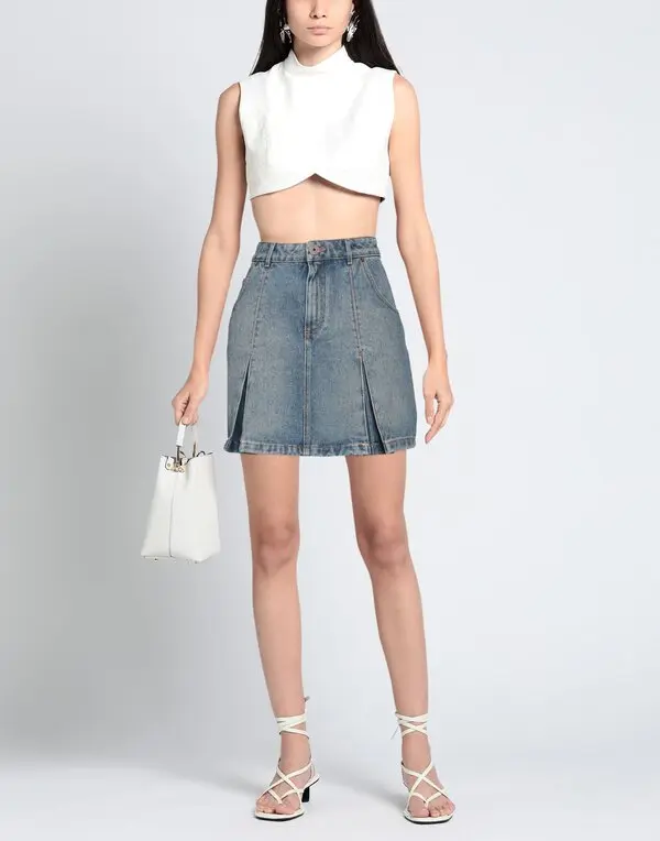 Balmain Denim Pleated Skirt