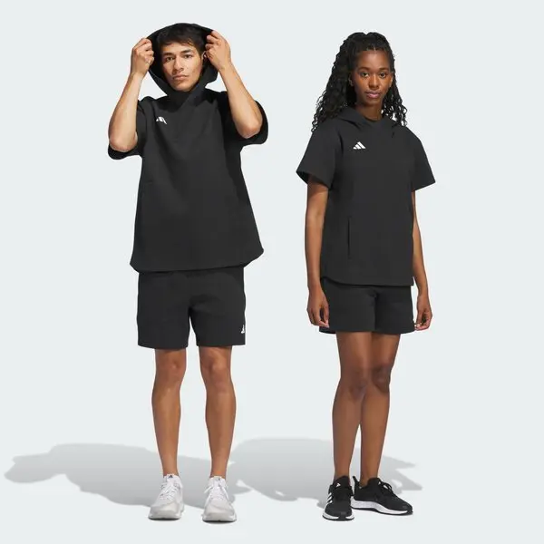 Adidas Short Sleeve Hooded Sweatshirt - Black