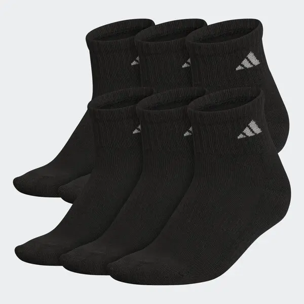 Adidas Athletic Cushioned Quarter Socks 6 Pairs - Black