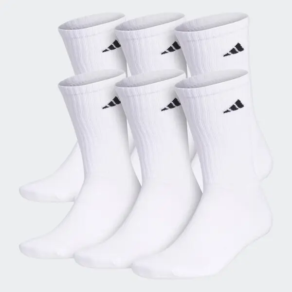 Adidas Athletic Cushioned Crew Socks 6 Pairs - White / Black