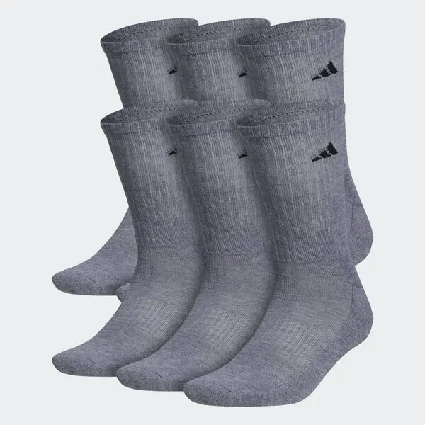 Adidas Athletic Cushioned Crew Socks 6 Pairs - Medium Grey Heather