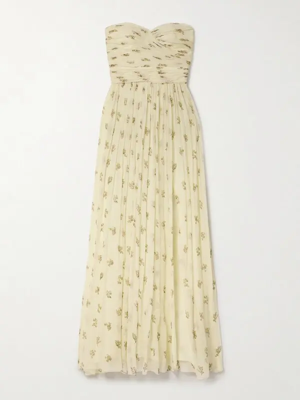 Adam Lippes Estelle Floral-print Silk-crepon Gown - Neutrals
