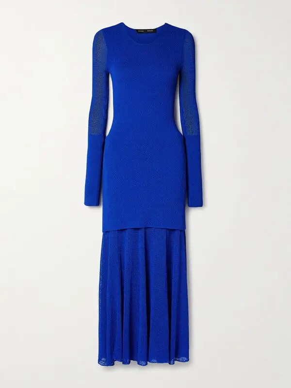Proenza Schouler Anita Layered Knitted Maxi Dress - Blue