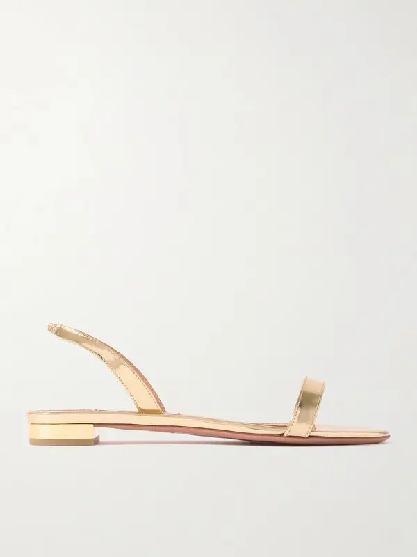 AQUAZZURA So Nude Mirrored-leather Slingback Sandals - Gold