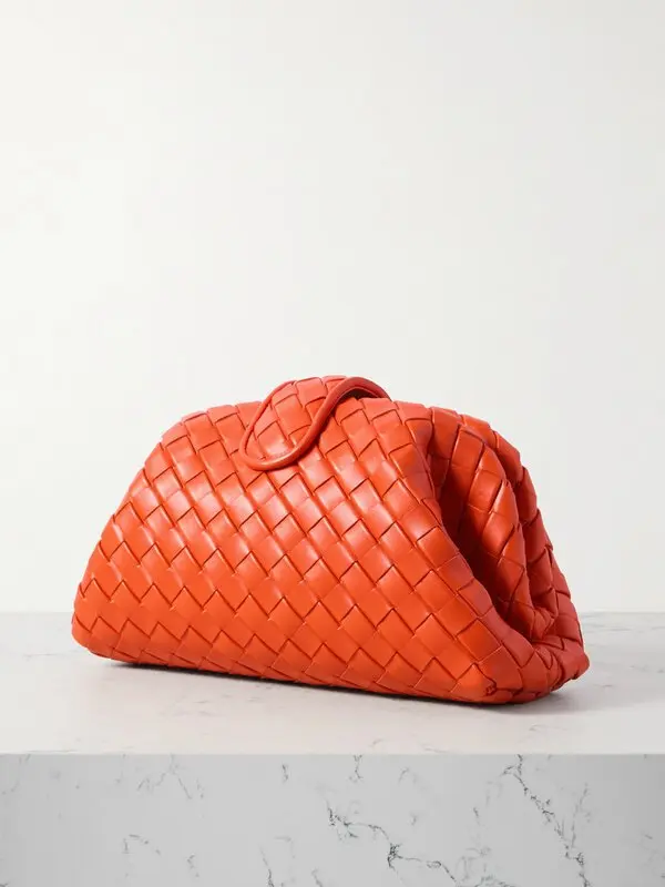 Bottega Veneta Lauren 1980 Intrecciato Leather Clutch - Orange