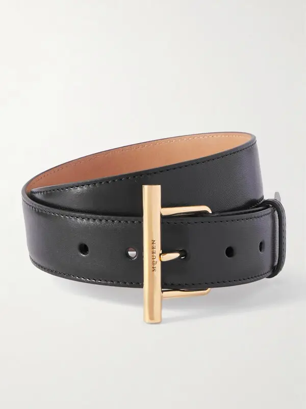Alexander McQueen T-bar Leather Belt - Black