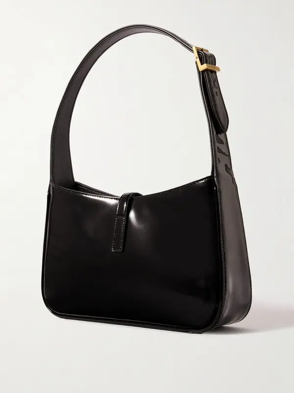 Saint Laurent Le 5 À 7 Patent-leather Shoulder Bag - Black