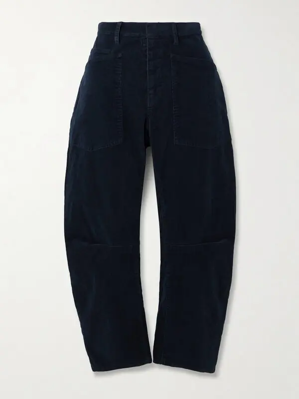 NILI LOTAN Shon Cotton-blend Corduroy Tapered Pants - Blue