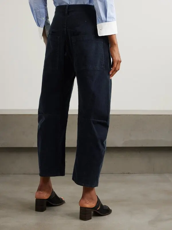 NILI LOTAN Shon Cotton-blend Corduroy Tapered Pants - Blue