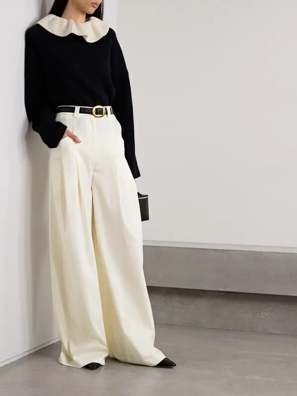 Altuzarra Zanni Pleated Wool-blend Wide-leg Pants