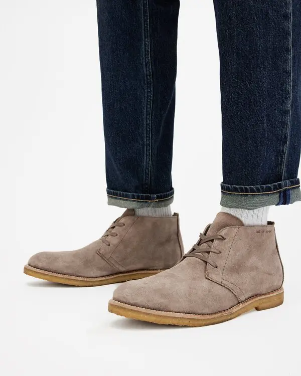 Allsaints Bilton Lace Up Leather Chukka Boots In Taupe Brown  display picture 2