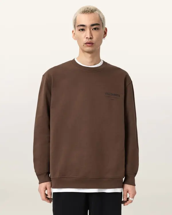 ALLSAINTS Relaxed Fit Crew Neck Sweatshirt - Brown