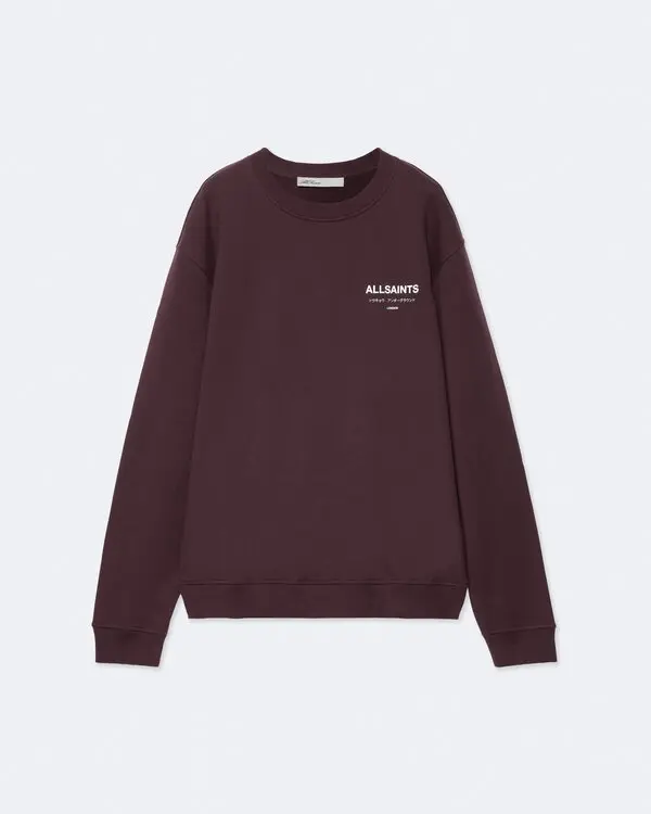 ALLSAINTS Underground Relaxed Fit Crew Neck Sweatshirt With Logo Detailing - Red