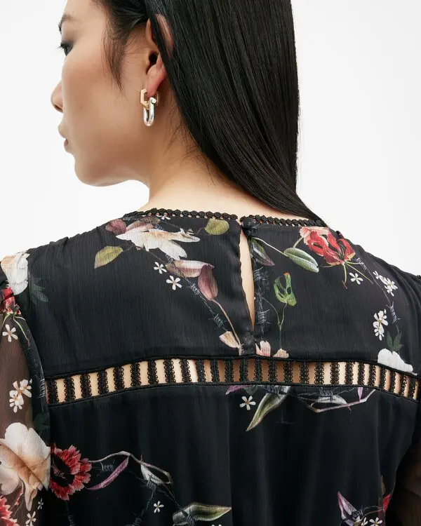 zora floral ruffle midi dress Zora Floral Long Sleeve Tiered Midi Dress (Women)