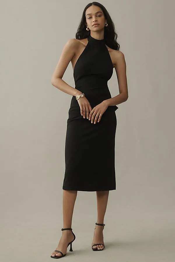 brown silk dress midi SER.O.YA Women's Maida Midi Dress - Natural