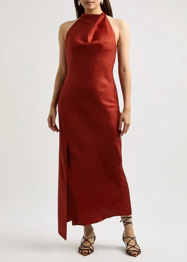 white silk dress halter Sylvie Linen Midi Halter Dress main image 0