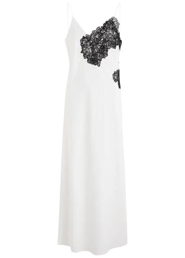 RÓHE Lace-paneled Satin Maxi Slip Dress