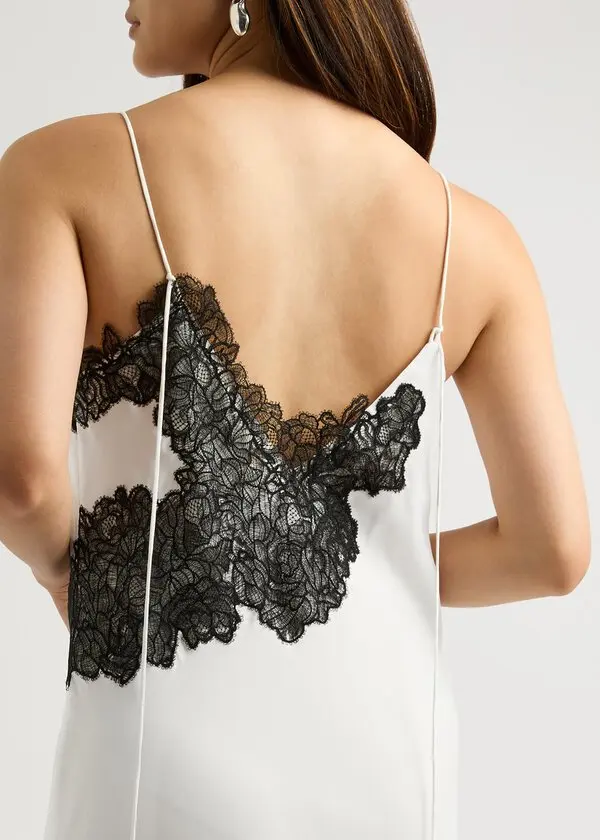 RÓHE Lace-paneled Satin Maxi Slip Dress