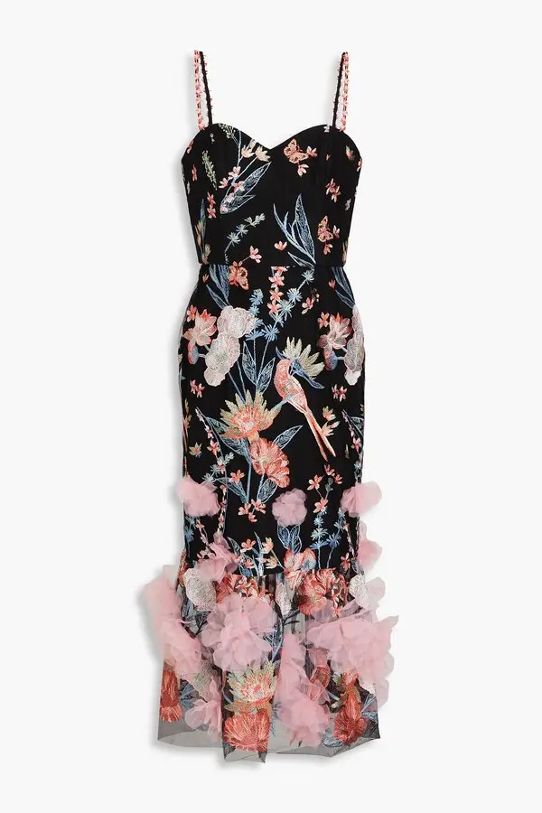 green emerald velvet dress Roses Tulle Midi Dress main image 1